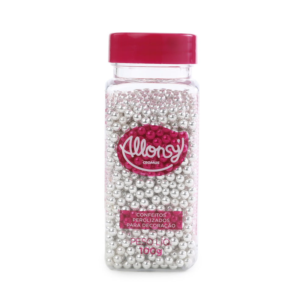 Confeito Sugar Beads Perolizados Prata 4mm - Loja Cromus